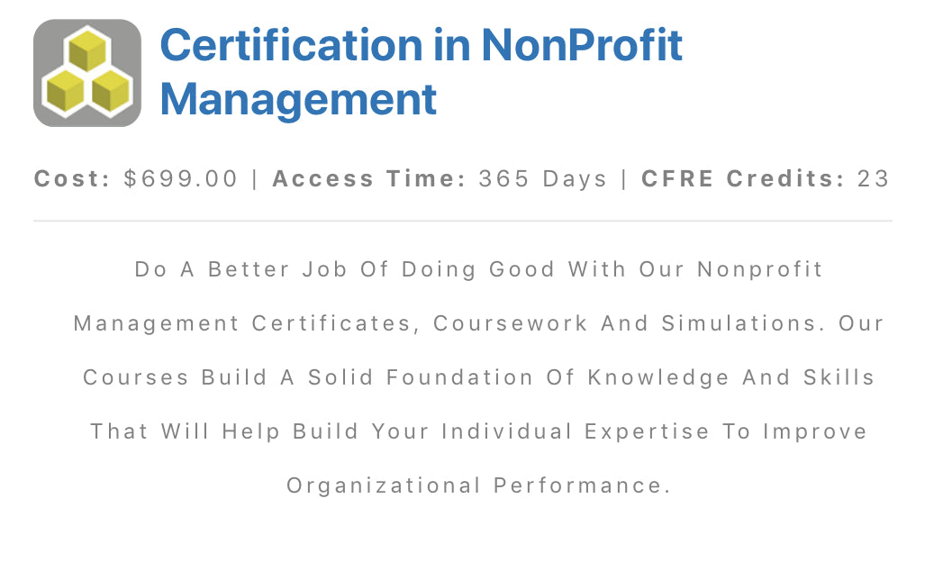 Certificate in NonProfit Management - The NonProfit Times Store